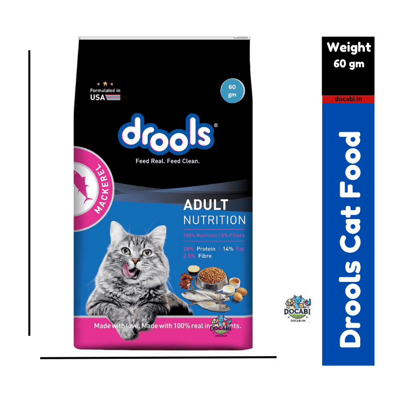 (10pcs),60gm Drools Adult Dry Cat Food-Mackerel - Docabi.in